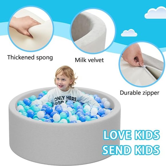 TELER | Accessories | Foam Ball Pit Large 42 Ball Pit For Toddlers Baby ...